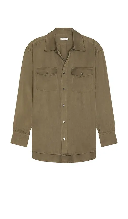 Simkhai Carter Refined Workwear Shirt In Olive
