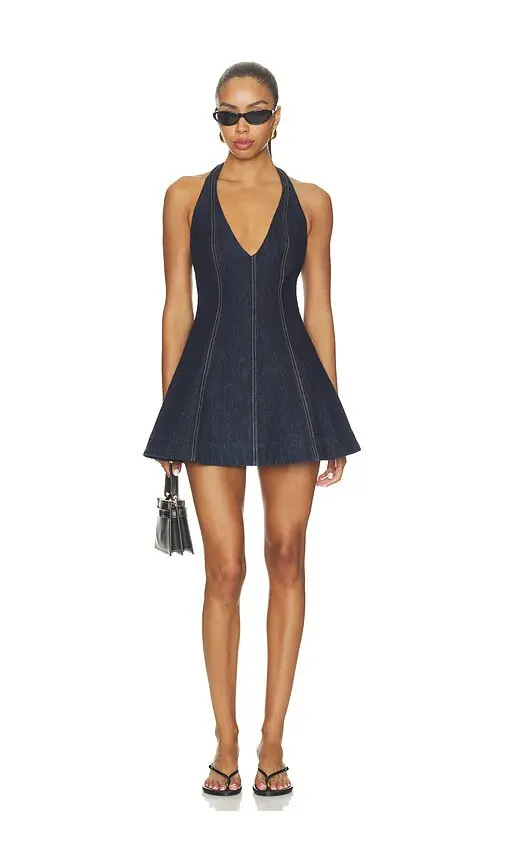 Retrofete Renfri Denim Dress In Navy - Rinse