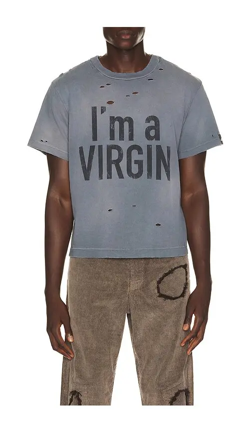STRIKE OIL I'm A Virgin Tee In Grey