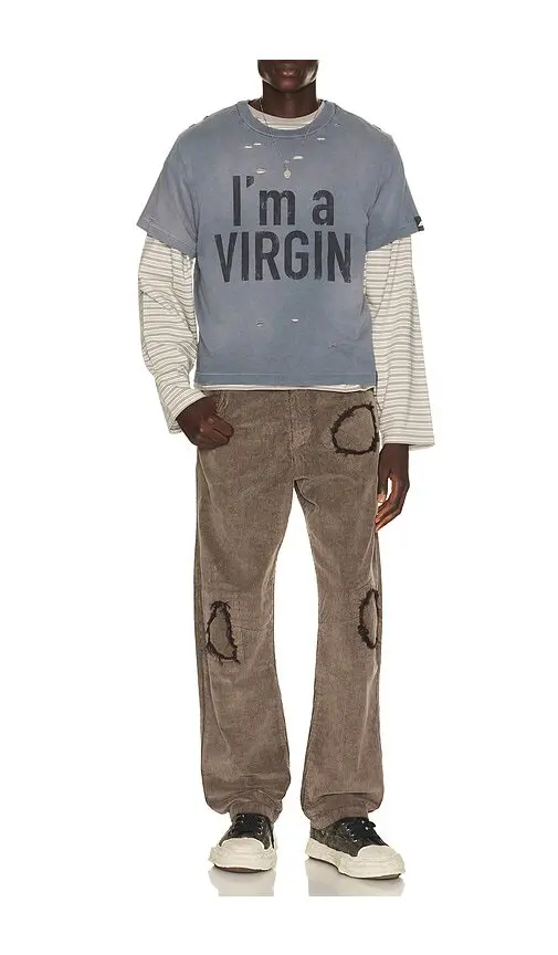 STRIKE OIL I'm A Virgin Tee In Grey