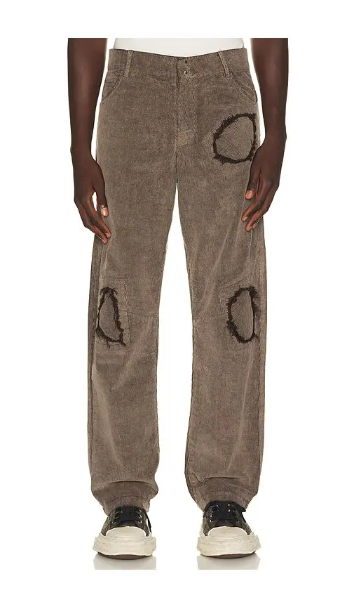 STRIKE OIL Rip And Repair Pleat Knee Cords - Brown