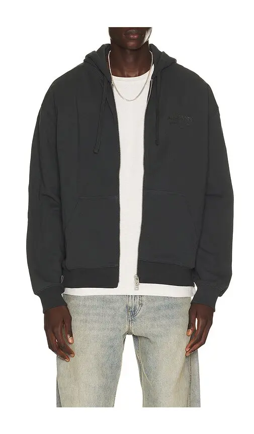 ALLSAINTS Xander Zip Through Hoodie In Grey - Carter Grey