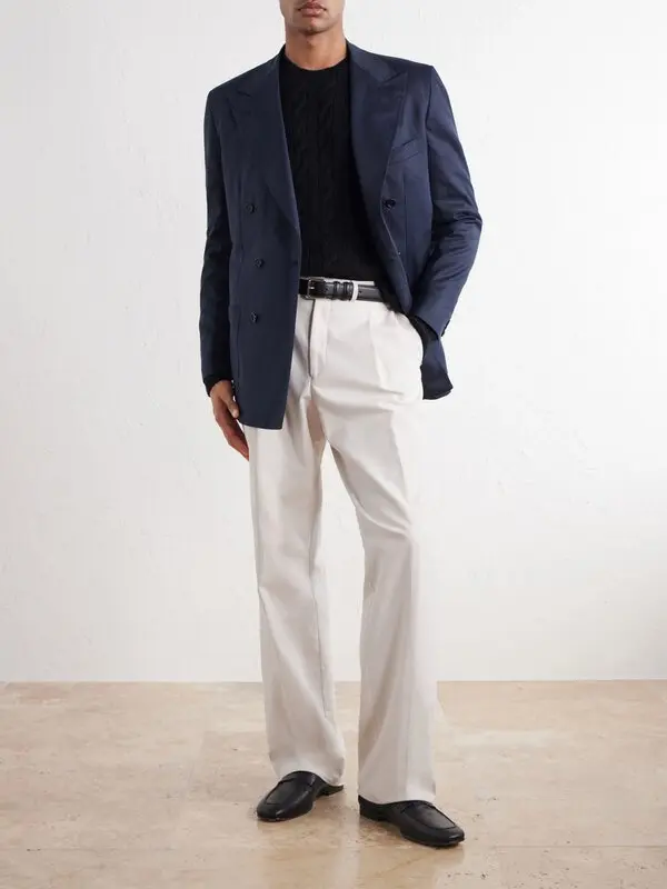 Kiton Double-breasted Cotton-twill Blazer