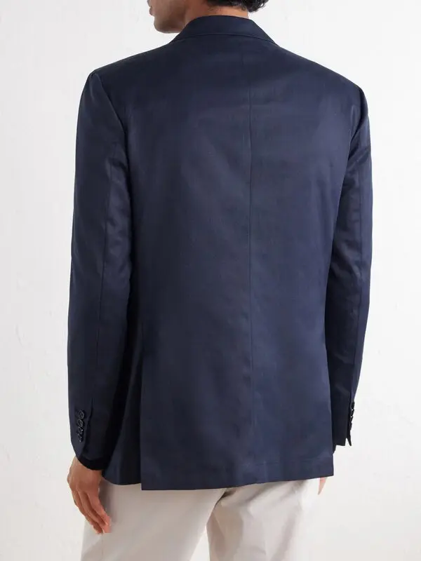 Kiton Double-breasted Cotton-twill Blazer