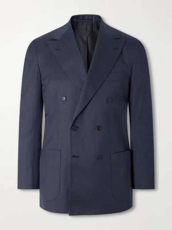 Kiton Double-breasted Cotton-twill Blazer