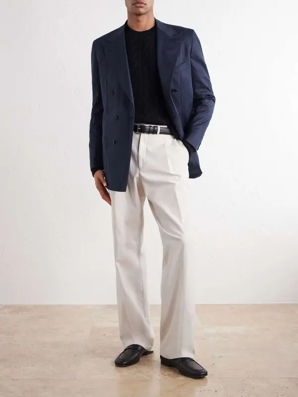 Kiton Double-breasted Cotton-twill Blazer
