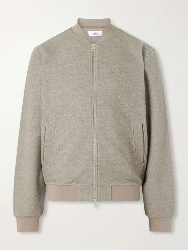 Mr P. Wool-blend Piqué Zip-up Bomber Jacket - Beige