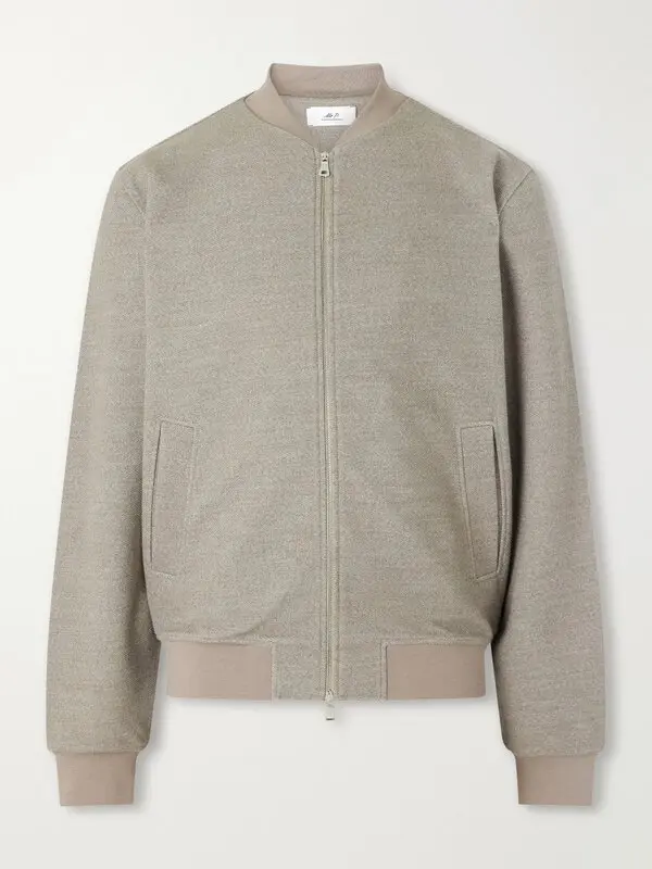 Mr P. Wool-blend Piqué Zip-up Bomber Jacket - Neutrals