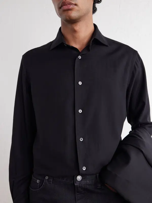 Zegna Cotton And Silk-blend Twill Shirt