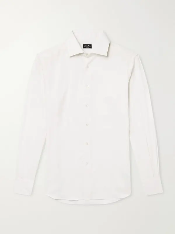 Zegna Cotton And Cashmere-blend Twill Shirt - White