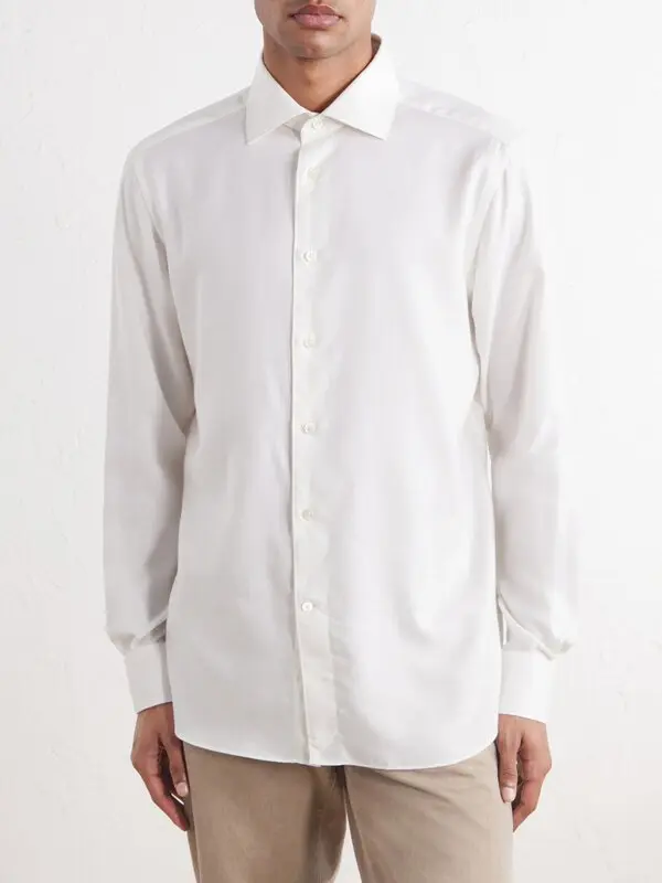Zegna Cotton And Cashmere-blend Twill Shirt