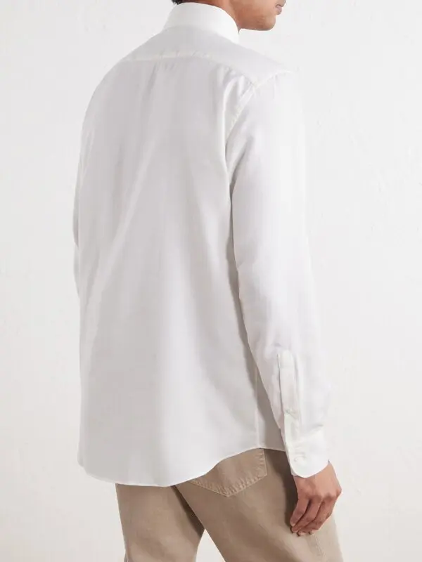 Zegna Cotton And Cashmere-blend Twill Shirt