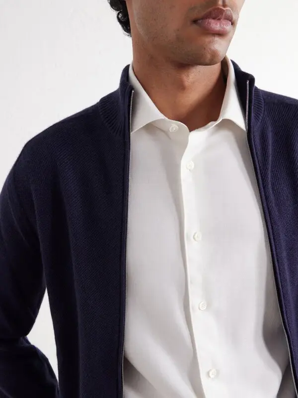 Zegna Cotton And Cashmere-blend Twill Shirt