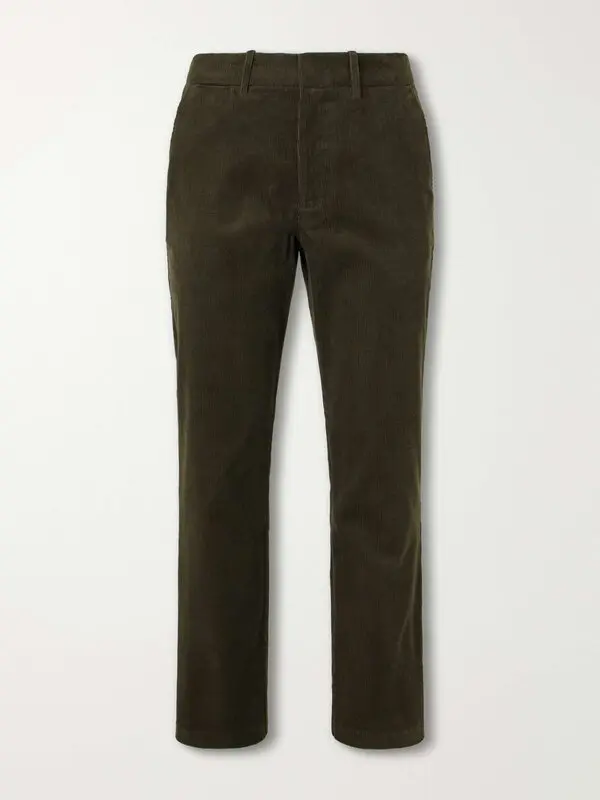 Mr P. Slim-fit Straight-leg Cotton-corduroy Trousers - Green