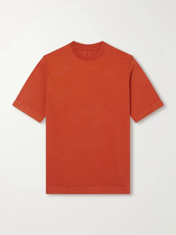 CASEY CASEY Felix Gabardine-trimmed Cotton-jersey T-shirt - Red