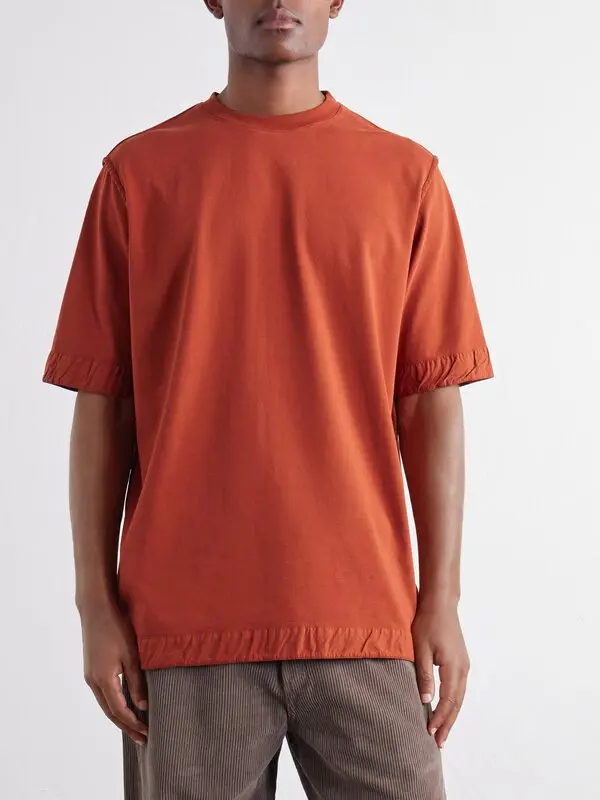 CASEY CASEY Felix Gabardine-trimmed Cotton-jersey T-shirt - Red