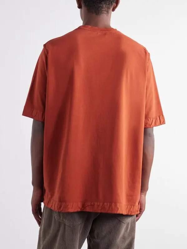 CASEY CASEY Felix Gabardine-trimmed Cotton-jersey T-shirt - Red