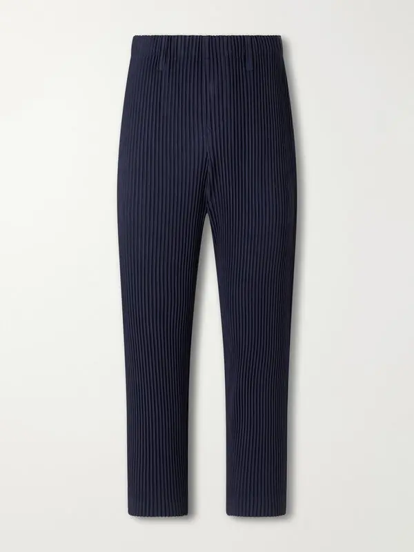 Issey Miyake Pleated Tapered-leg Trousers - Blue
