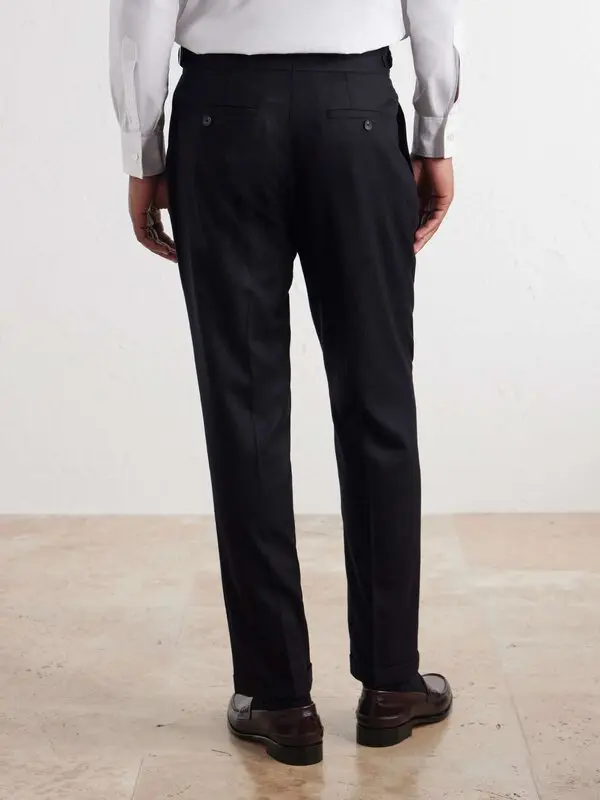 Mr P. Tapered Pleated Wool-flannel Suit Trousers