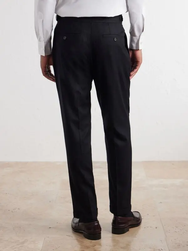 Mr P. Tapered Pleated Wool-flannel Suit Trousers