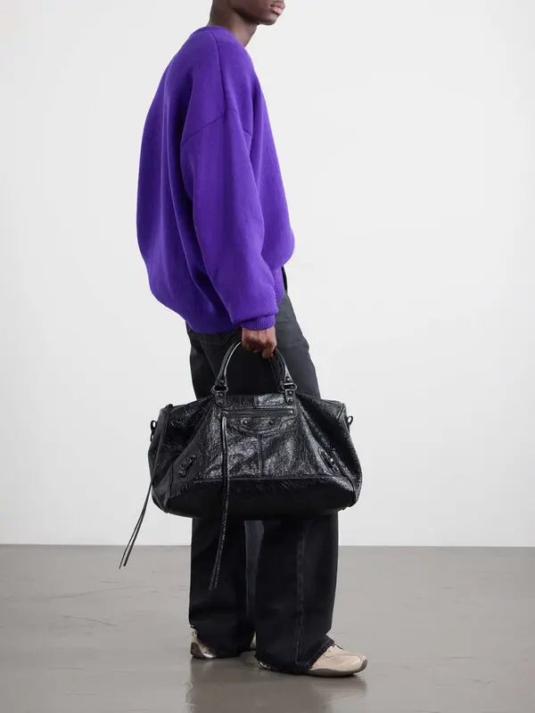 Balenciaga Le City Boston Textured-leather Messenger Bag
