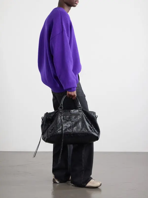Balenciaga Le City Boston Textured-leather Messenger Bag - Black