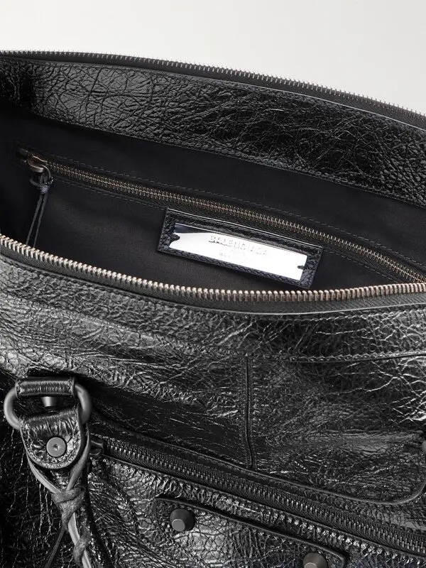 Balenciaga Le City Boston Textured-leather Messenger Bag - Black