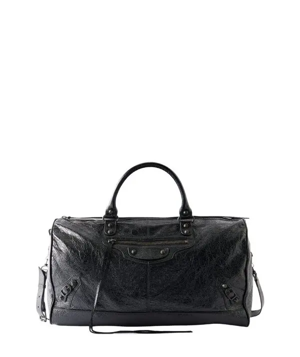 Balenciaga Le City Boston Textured-leather Messenger Bag - Black