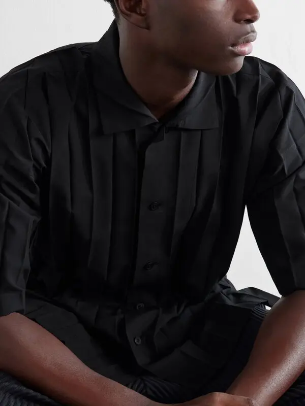 Issey Miyake Edge Pleated Shirt - Black