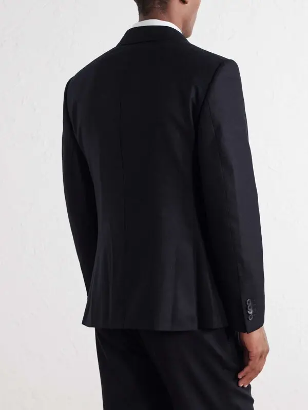 Mr P. Slim-fit Double-breasted Satin-trimmed Wool-flannel Blazer