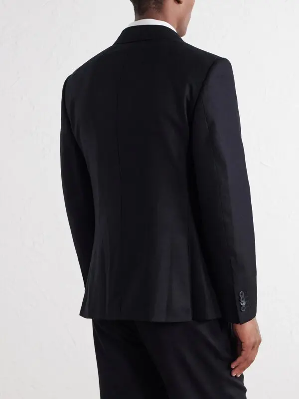 Mr P. Slim-fit Double-breasted Satin-trimmed Wool-flannel Blazer