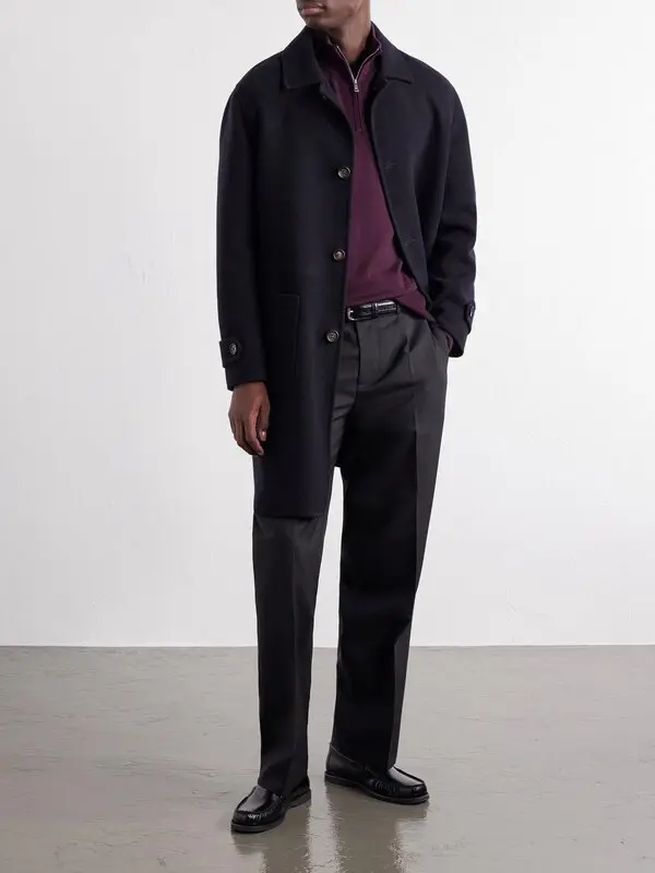 Mr P. Merino Wool Half-zip Sweater - Purple