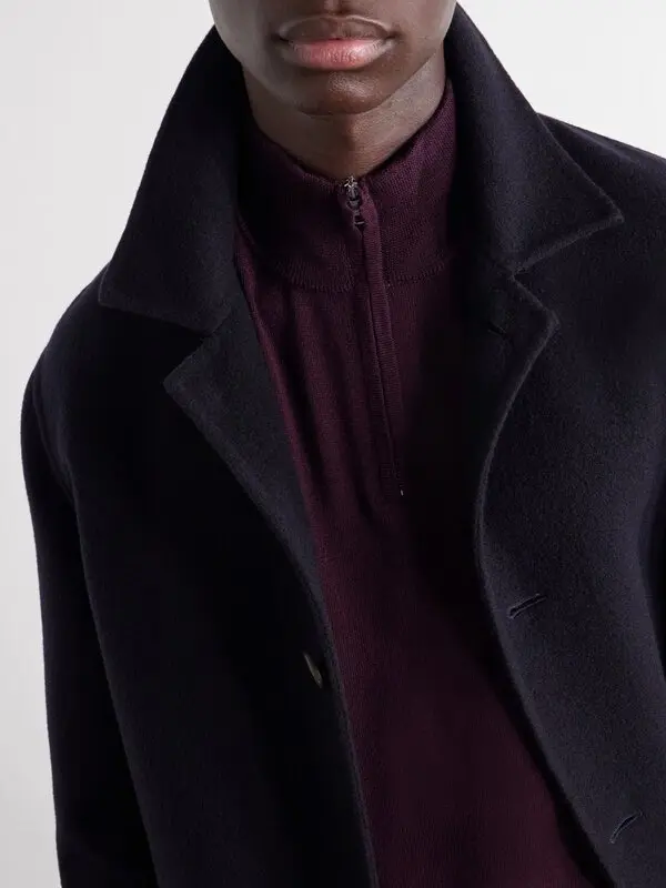 Mr P. Merino Wool Half-zip Sweater - Purple