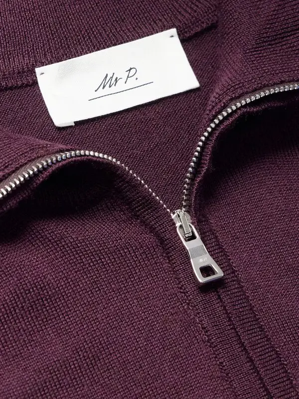 Mr P. Merino Wool Half-zip Sweater - Purple