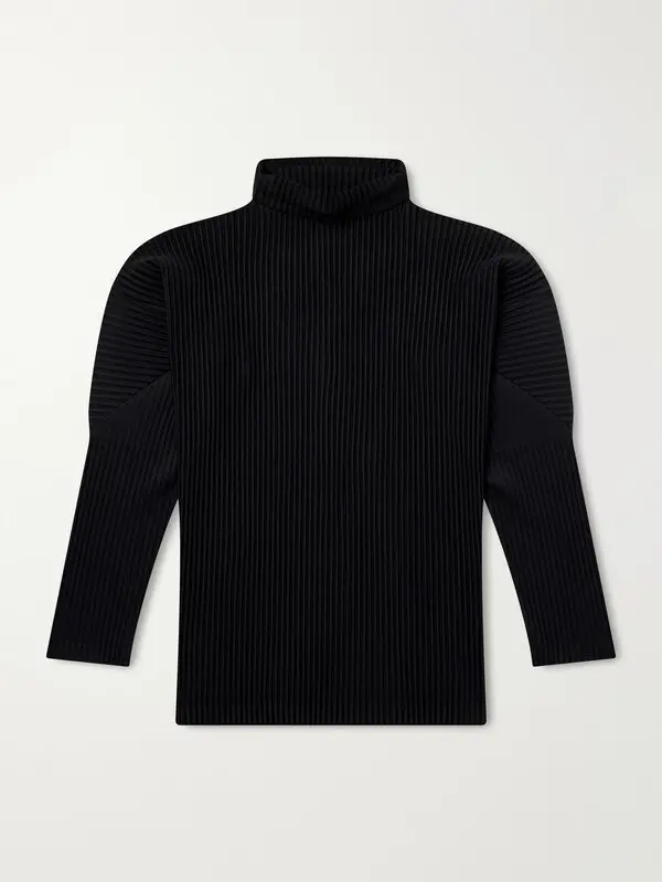 Issey Miyake Pleated Mock Neck T-shirt