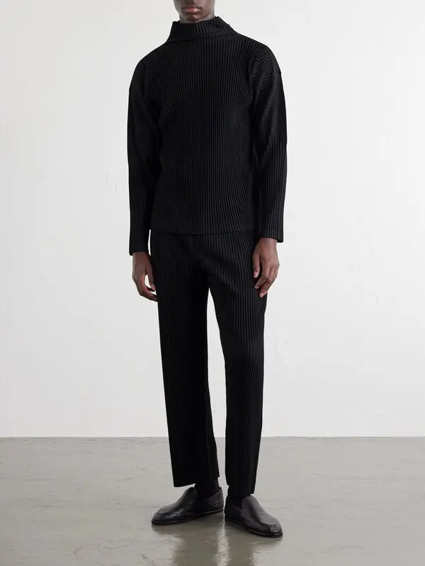 Issey Miyake Pleated Mock Neck T-shirt