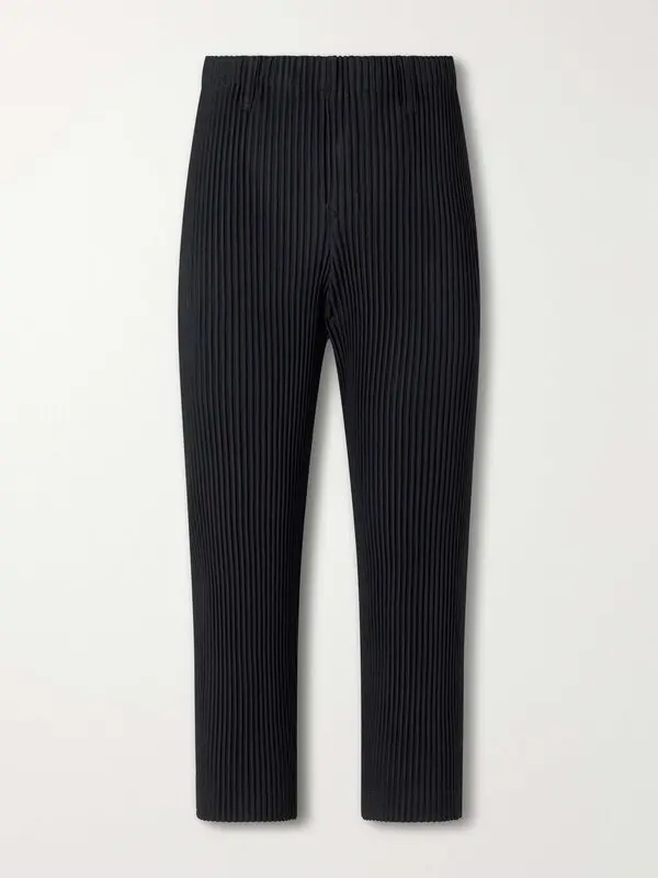 Issey Miyake Pleated Tapered-leg Trousers - Black