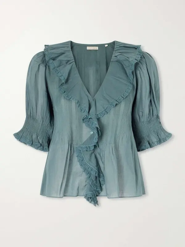 DÔEN Henri Lace-trimmed Organic Cotton Blouse