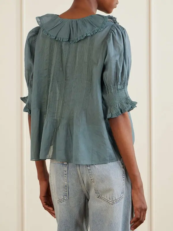 DÔEN Henri Lace-trimmed Organic Cotton Blouse