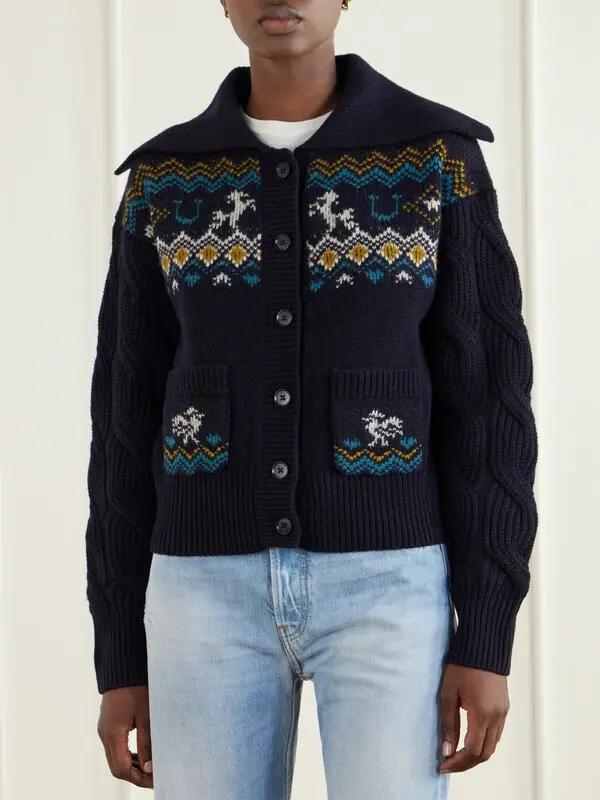 ALEMAIS Patsy Intarsia-knit Merino Wool Cardigan