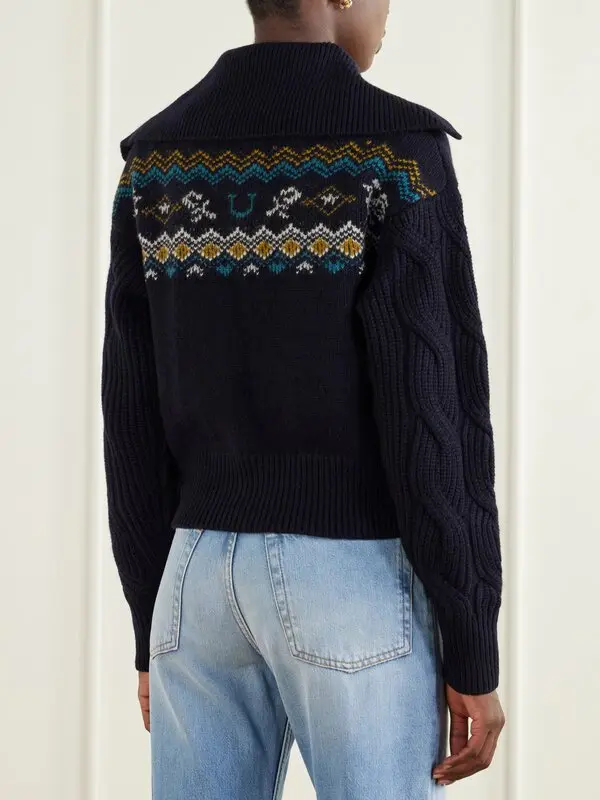 ALEMAIS Patsy Intarsia-knit Merino Wool Cardigan