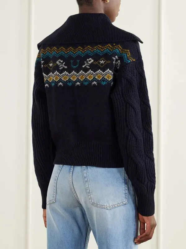 ALEMAIS Patsy Intarsia-knit Merino Wool Cardigan