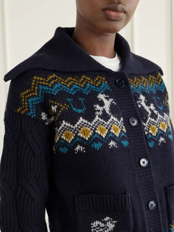 ALEMAIS Patsy Intarsia-knit Merino Wool Cardigan
