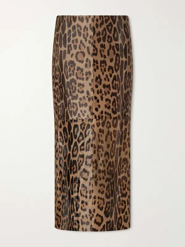Stouls Winona Leopard-print Calf Hair Midi Skirt - Leopard Print
