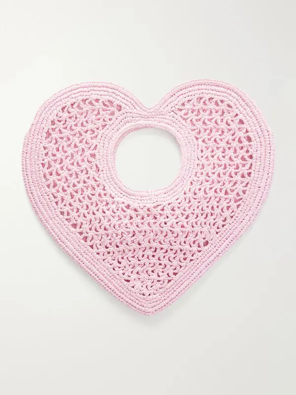 Jacquemus Le Spiaggia Coeur Leather-trimmed Raffia Tote Bag