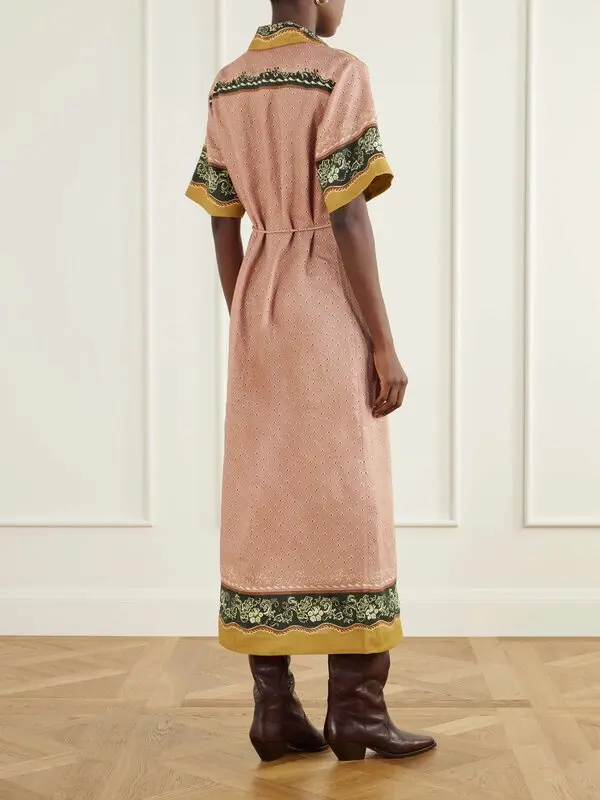 ALEMAIS Darcey Belted Printed Hemp Midi Dress