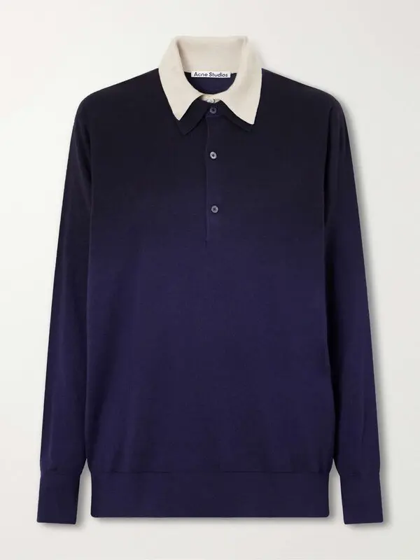 Acne Studios Layered Silk, Wool And Cashmere-blend Polo Sweater
