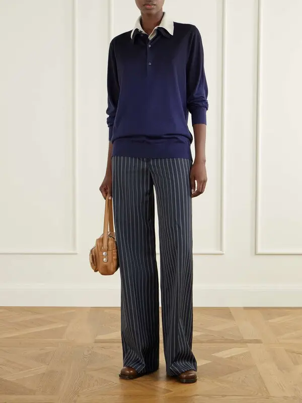 Acne Studios Layered Silk, Wool And Cashmere-blend Polo Sweater