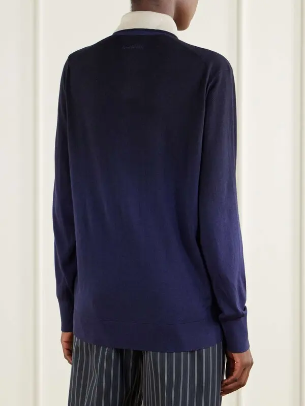 Acne Studios Layered Silk, Wool And Cashmere-blend Polo Sweater