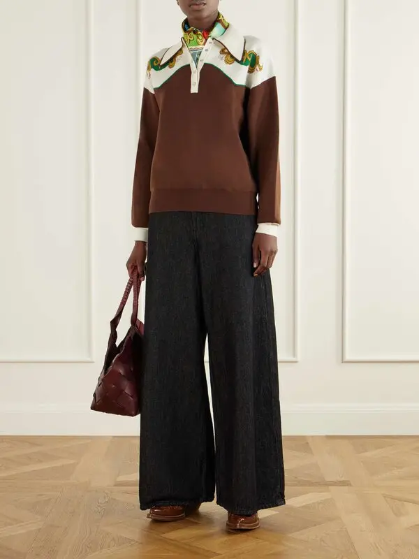 ALEMAIS Lasso Intarsia-knit Merino Wool-blend Polo Sweater